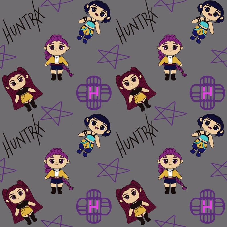 Seamless Pattern Kpop Demon Hunters - Chibi Huntrix - Etsy