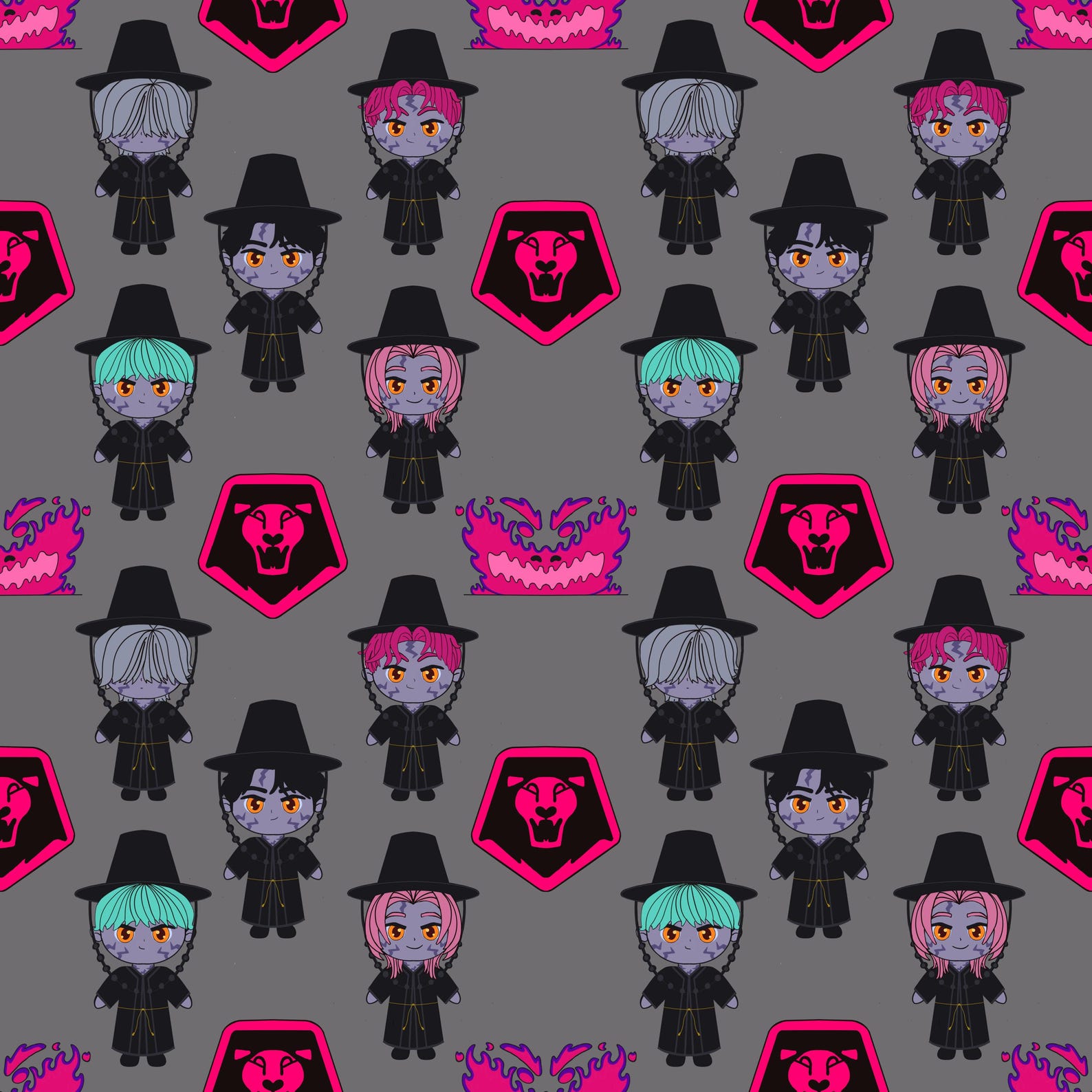 Seamless Pattern Kpop Demon Hunters - Chibi Demon Saja - Etsy