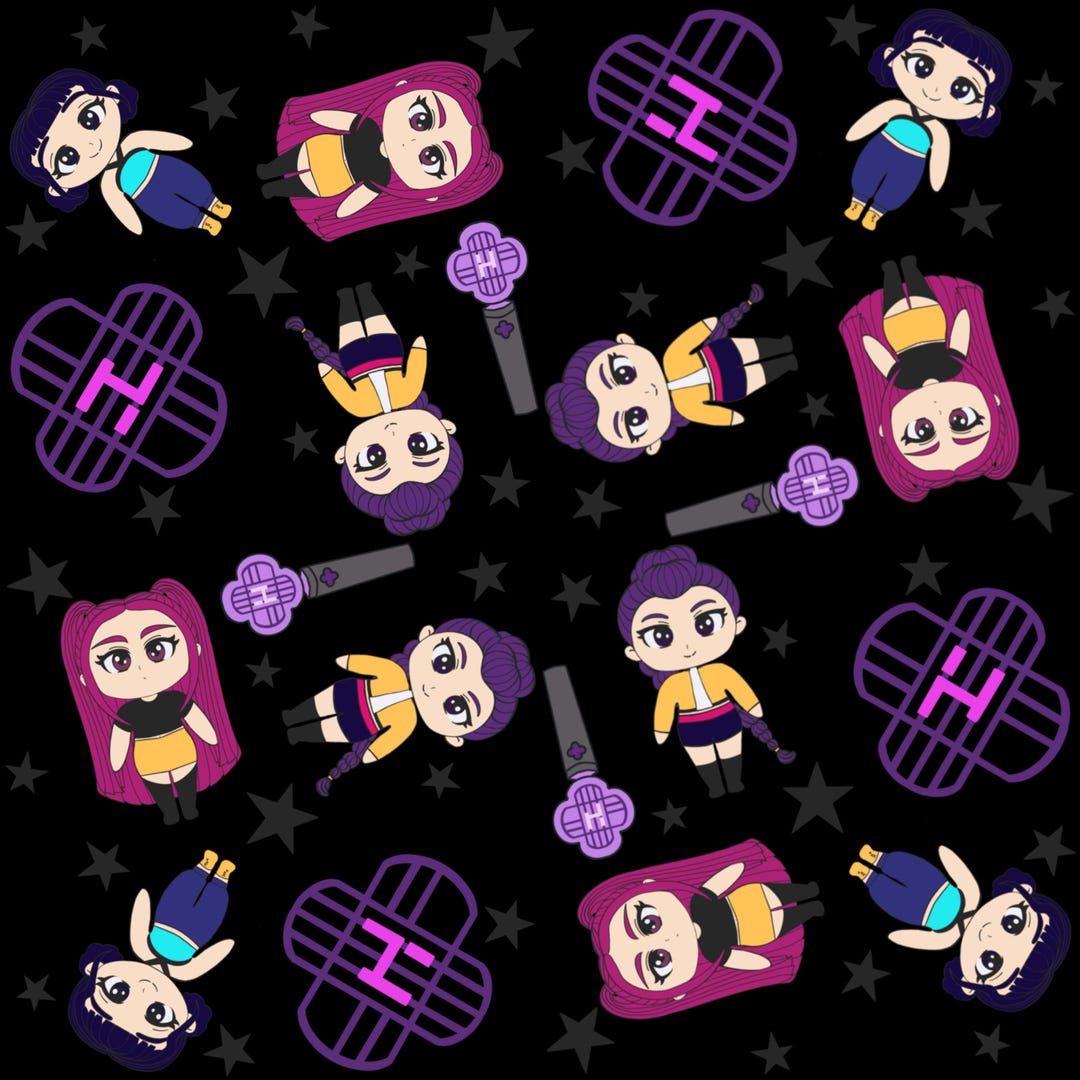 Seamless Pattern Kpop Demon Hunters - Chibi Anime Huntrix - Etsy