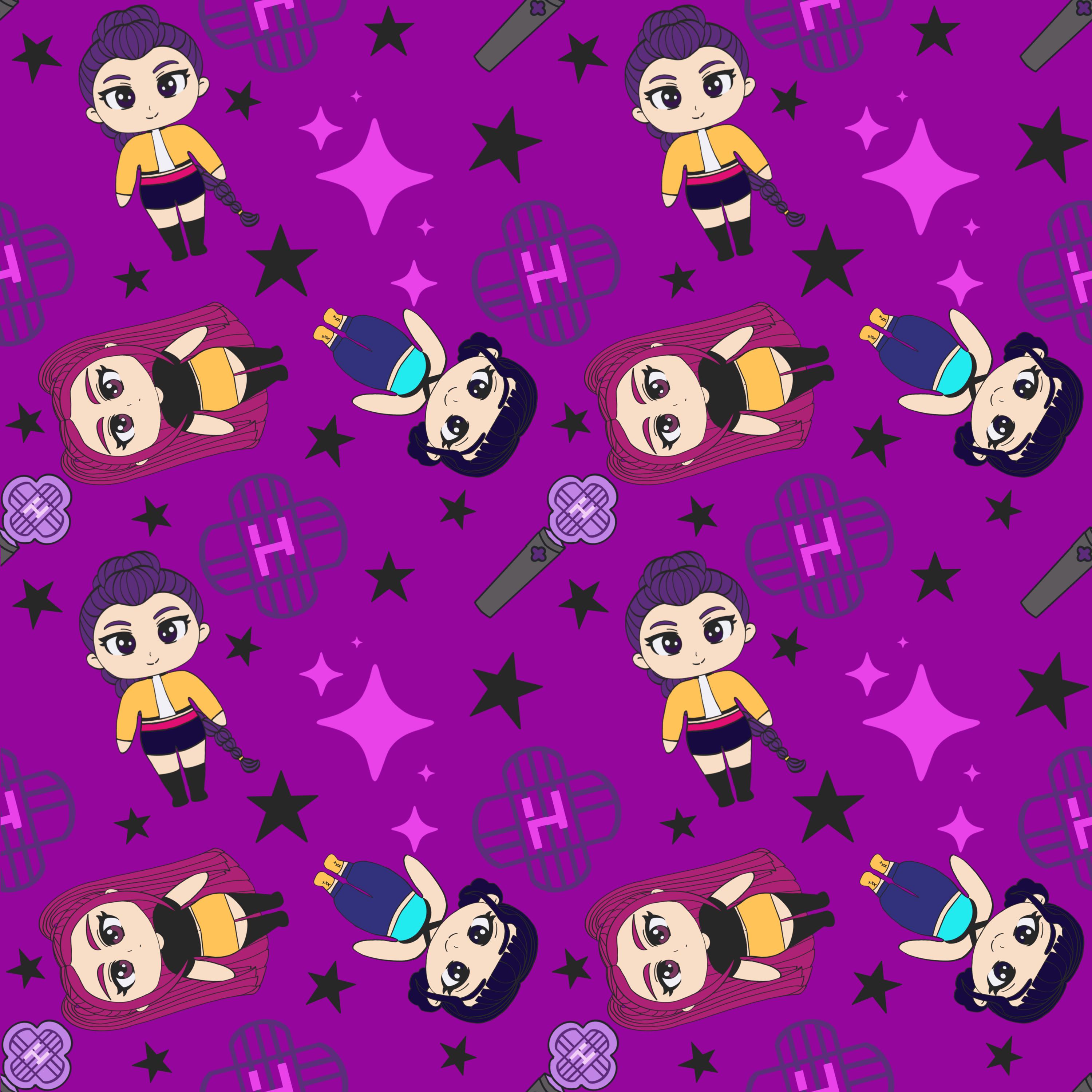 Seamless Pattern Kpop Demon Hunters - Chibi Anime Huntrix Stars - Etsy