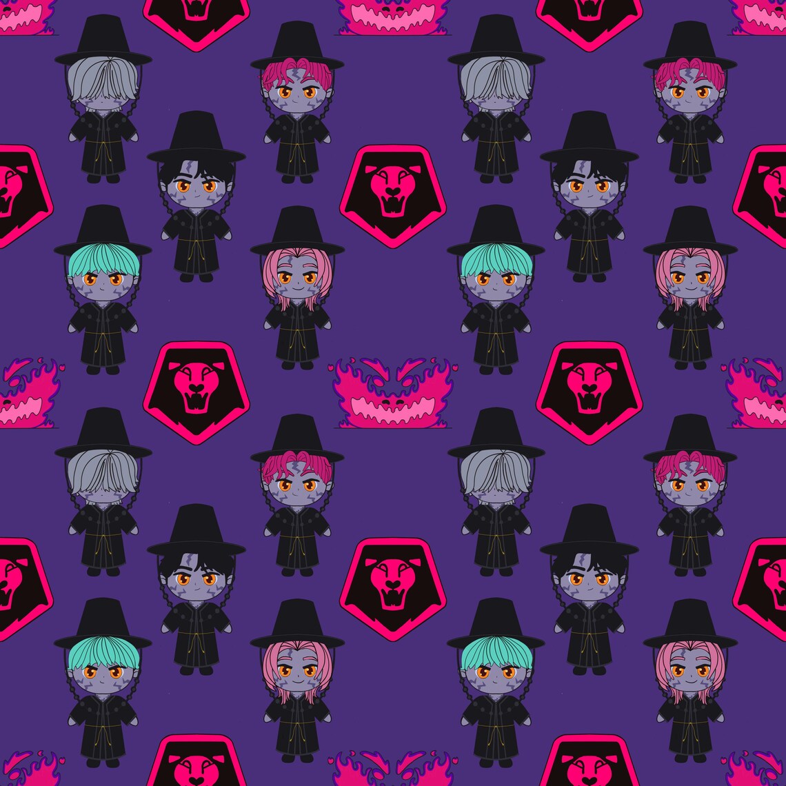 Seamless Pattern Kpop Demon Hunters - Chibi Demon Saja - Etsy