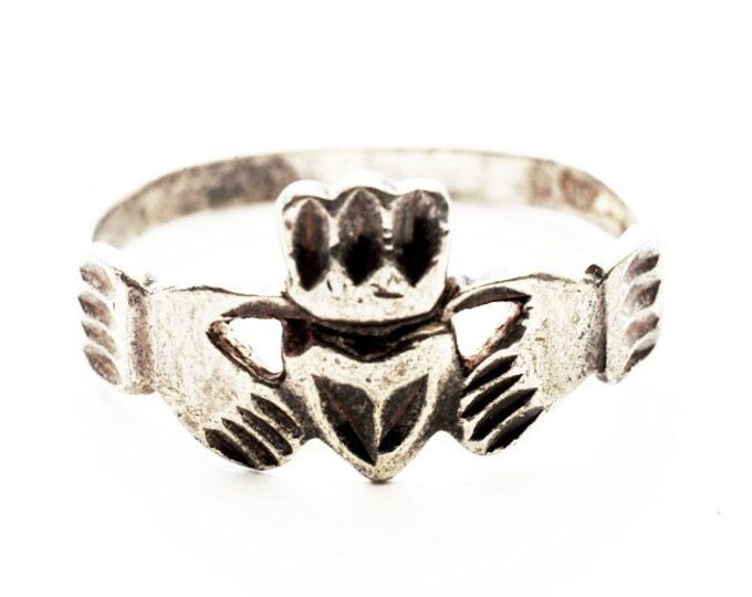 Vintage Irish Claddagh Sterling Silver Ring, Size 7.75 - Etsy