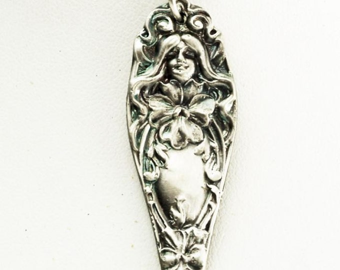 Spoon Pendant of Art Nouveau Goddess With Pansies Sterling Silver P015 ...