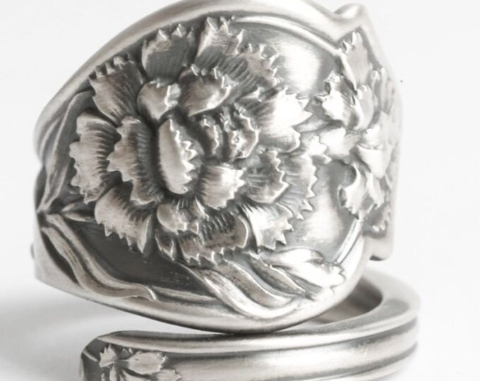 Carnation Ring, Sterling Silver Spoon Ring, Flower Spoon Ring, Angular ...