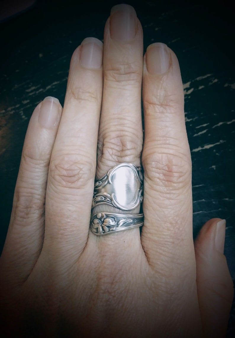 Violet Ring Sterling Silver Spoon Ring Violet Flower Ring | Etsy