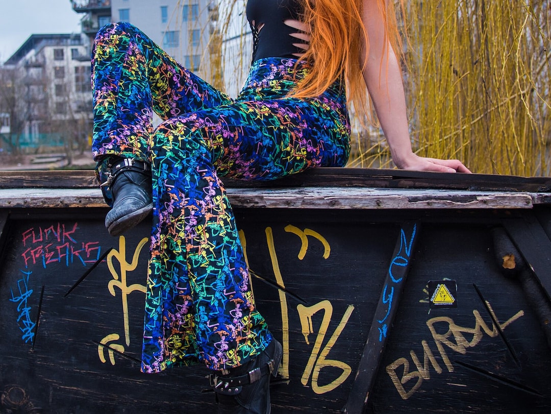 Women's Grateful Dead Bell Bottoms Psychedelic Velvet Bell Bottom Flare ...