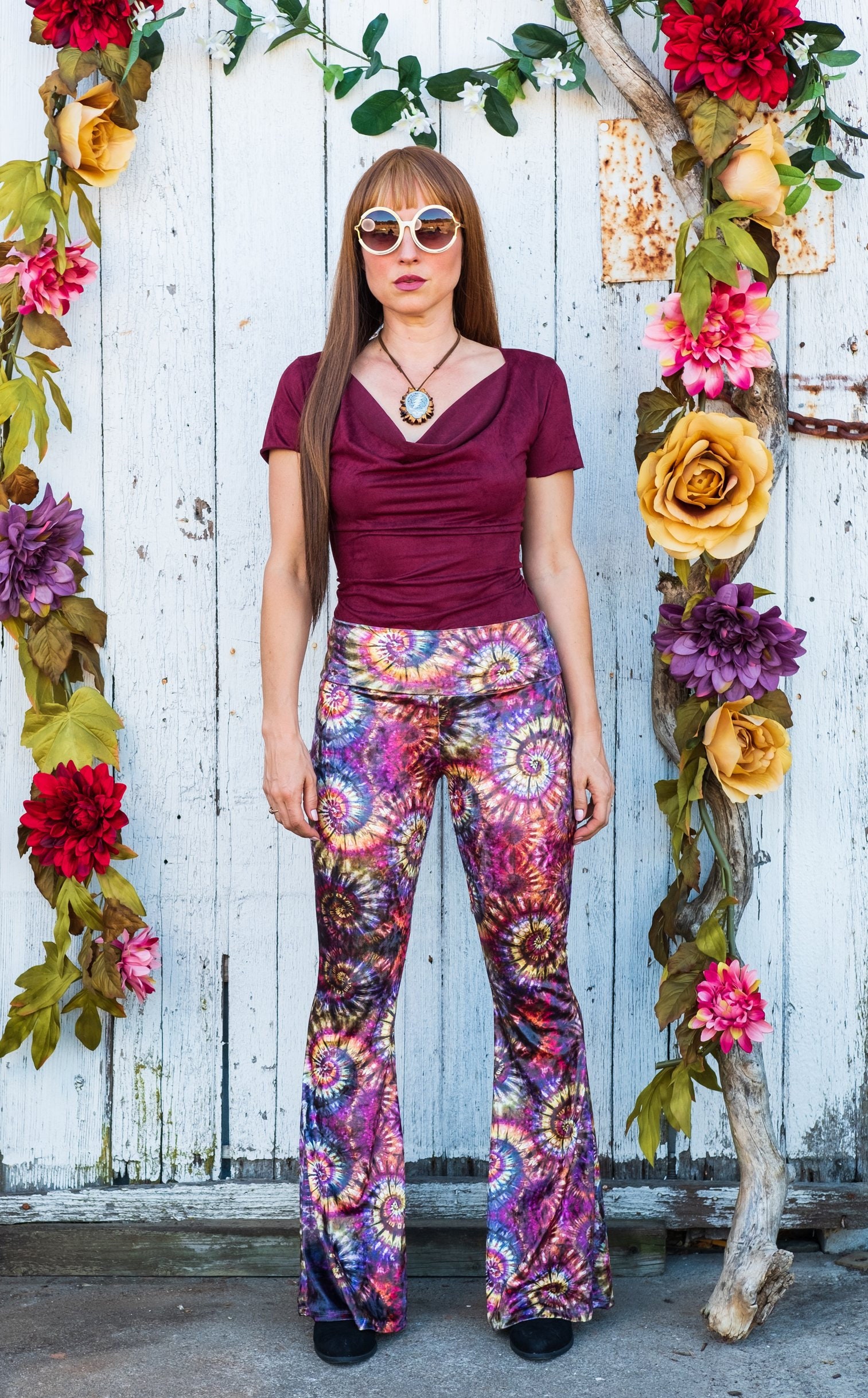 Tie Dye Velvet Bell Bottom Mid Rise Flares Soft Crushed Tie Dye Velvet Bell Bottom Mid Rise Flares Soft Crushed