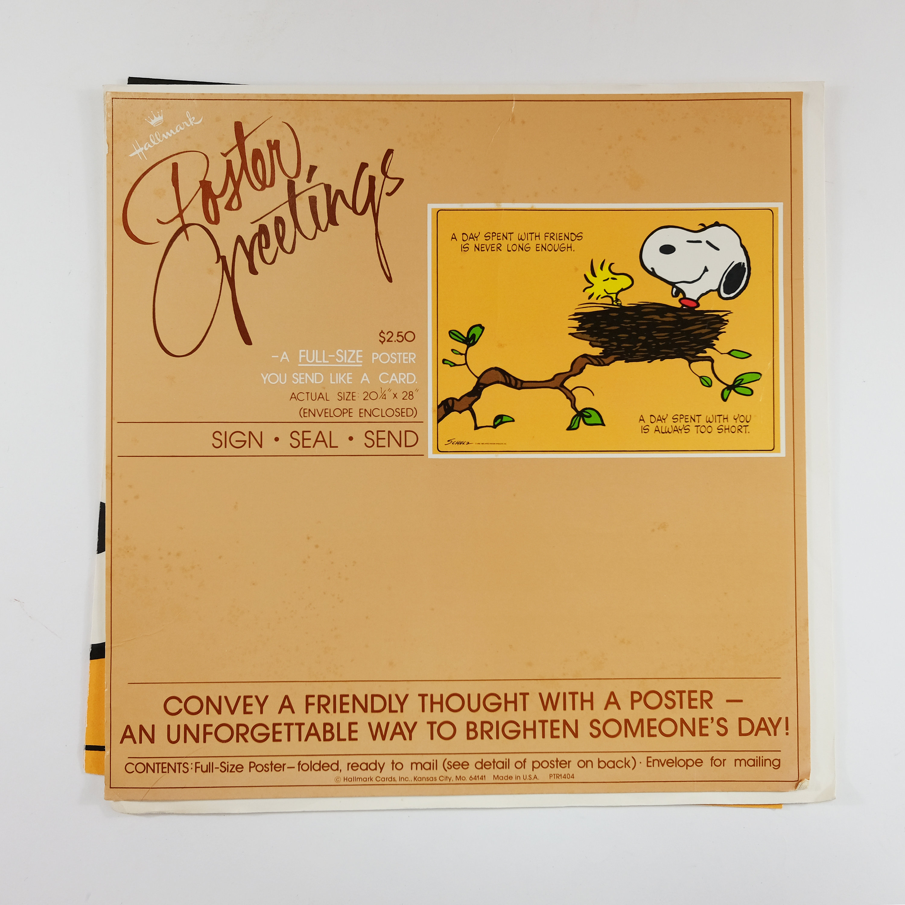 Vintage Snoopy Peanuts Schultz Hallmark Poster Greetings a Day Spent ...