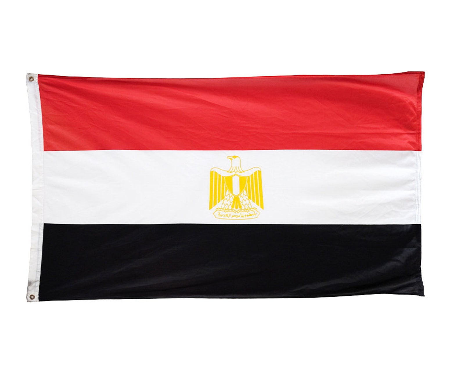 Vintage Large Egypt Black White & Red Nylon Flag 36" X 65" Wall Hanging ...