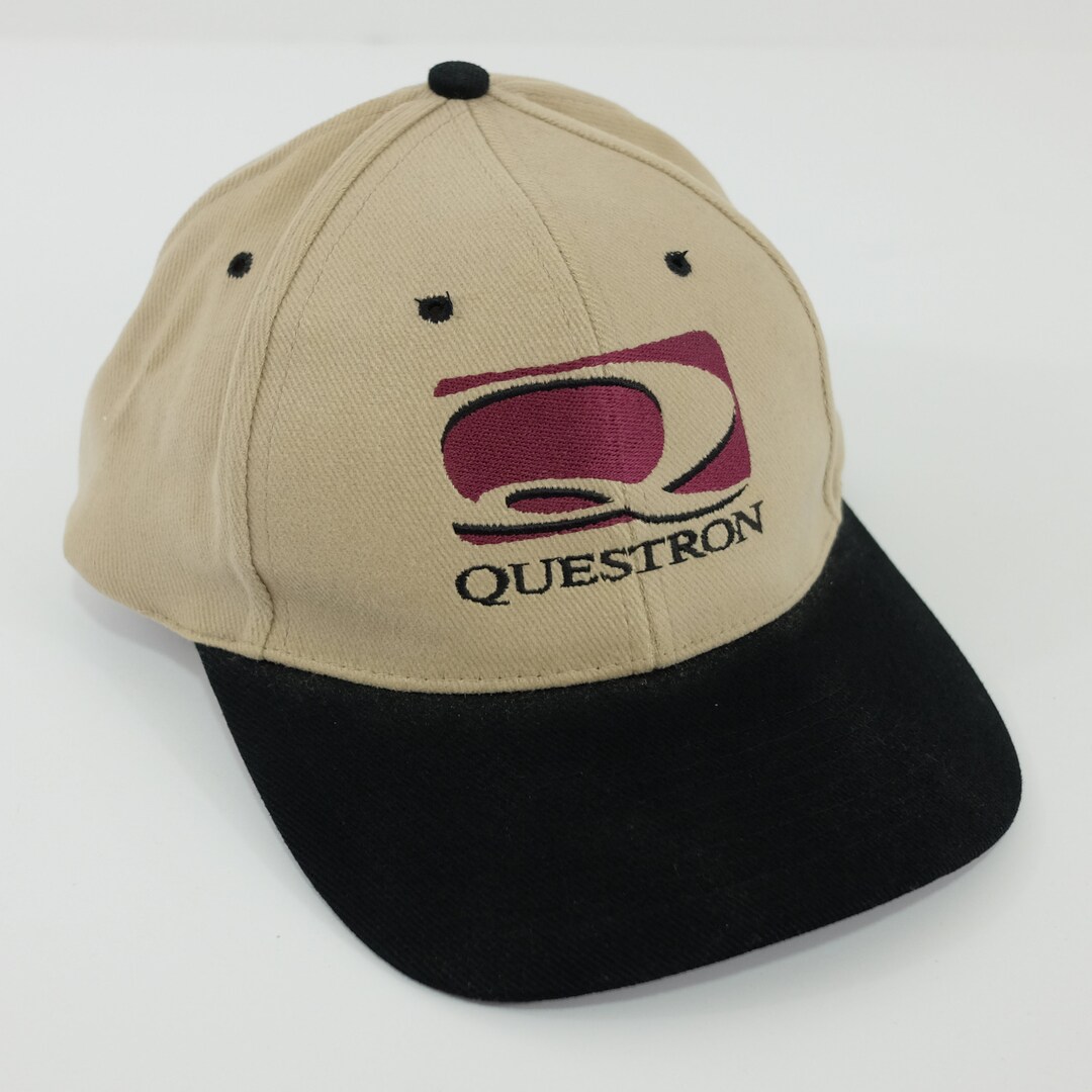 Vintage QUESTRON Tan & Black Bill Strapback Hat by Nissun Cap - Etsy