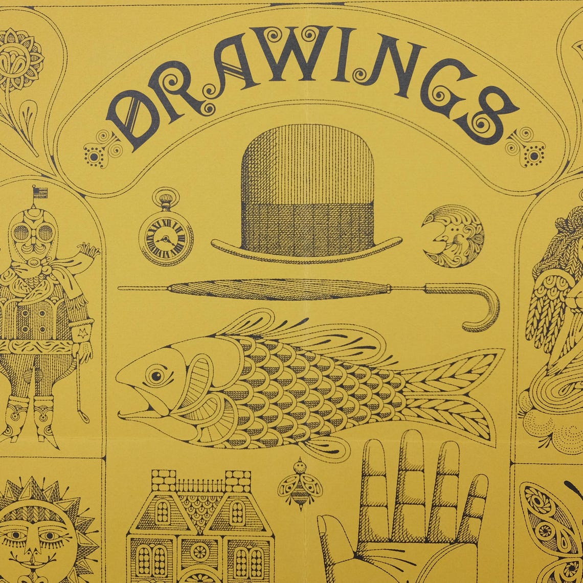 Vintage Drawings by Einsel Illustrator Poster 13 X 16, Printed in USA ...