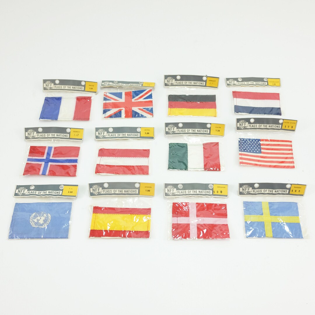 Vintage NFF Flags of the Nations Worldwide Small Flags, New in Package ...