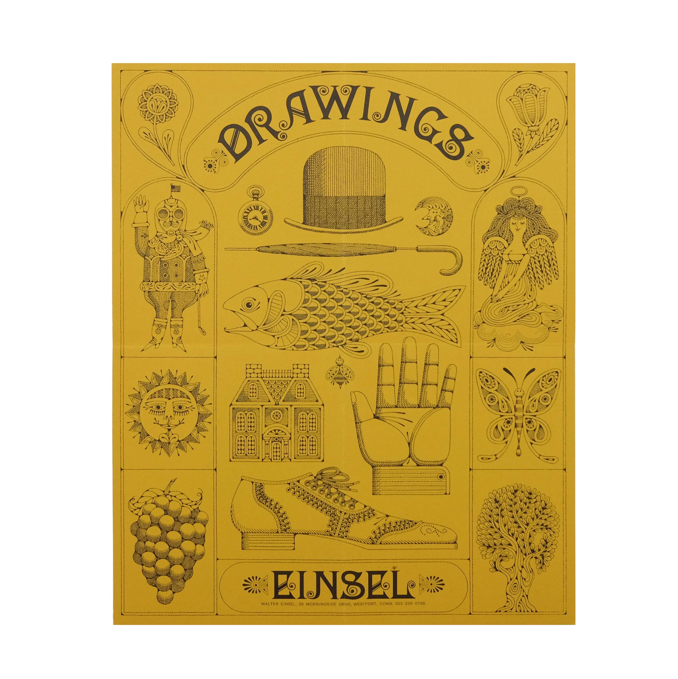 Vintage Drawings by Einsel Illustrator Poster 13" X 16", Printed in USA ...