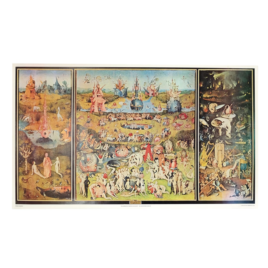 Vintage 1970 the Garden of Earthly Delights by Hieronymous Bosch Large ...