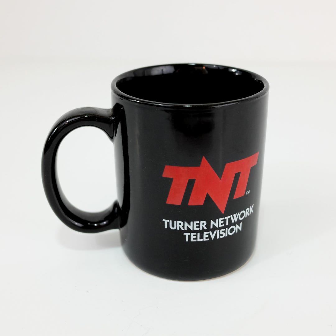 Vintage TNT Turner Network Television TV Old Logo Black & Red Ceramic ...