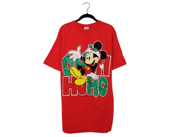 Vintage Mickey Mouse Bright Red Oversize Christmas HO Ho HO | Etsy