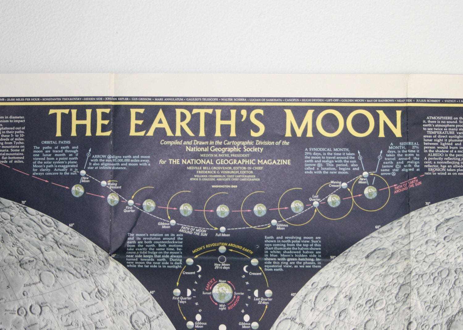 Large National Geographic Moon Map Retro Geographic Map Of The Earth's