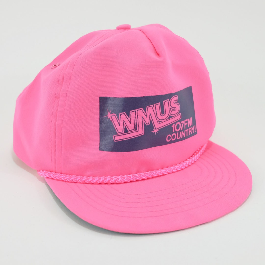 Vintage WMUS 107 FM Country Neon Pink Dayglo Radio Nylon Hat - Etsy