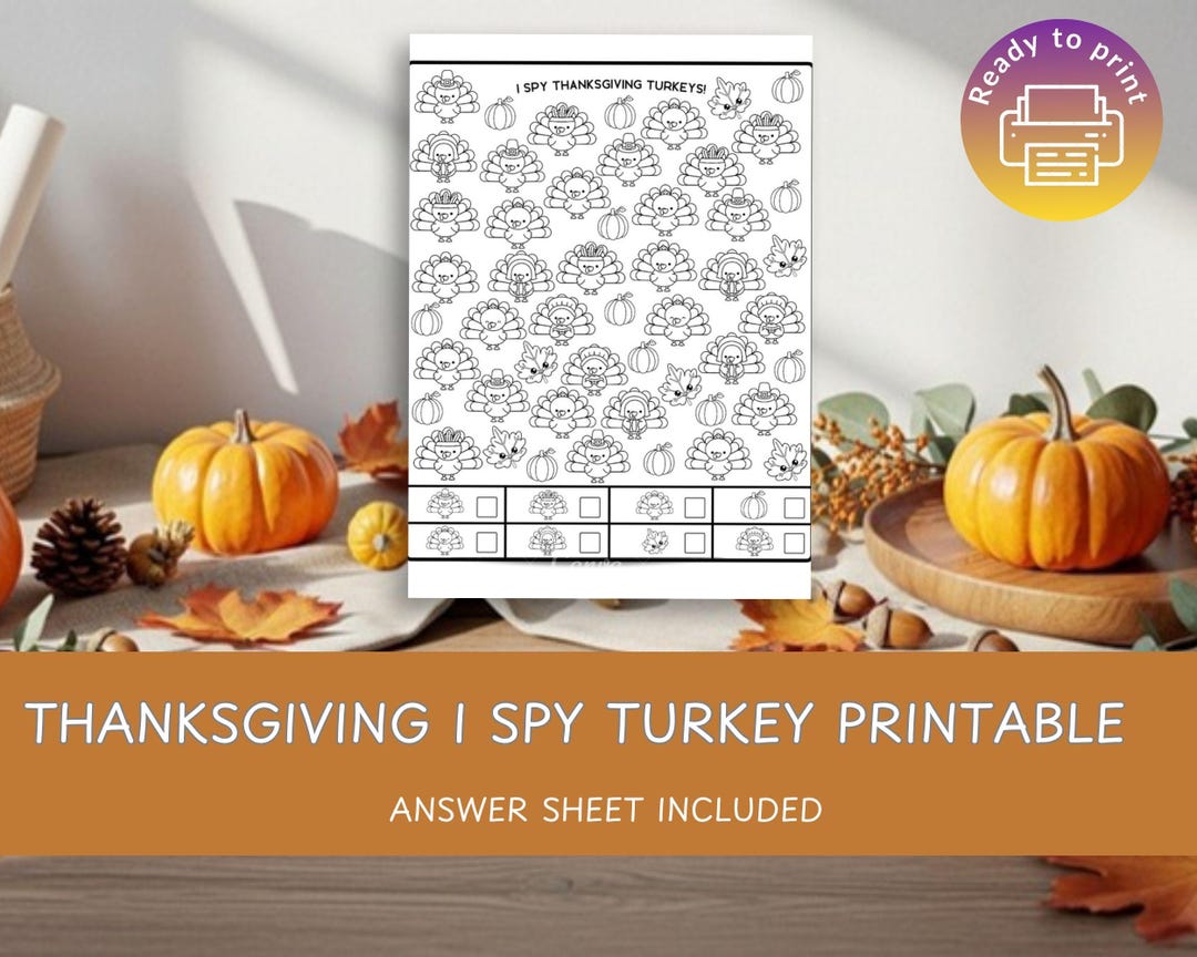 Printable I Spy Turkeys Game – Thanksgiving Activity for Children - Etsy