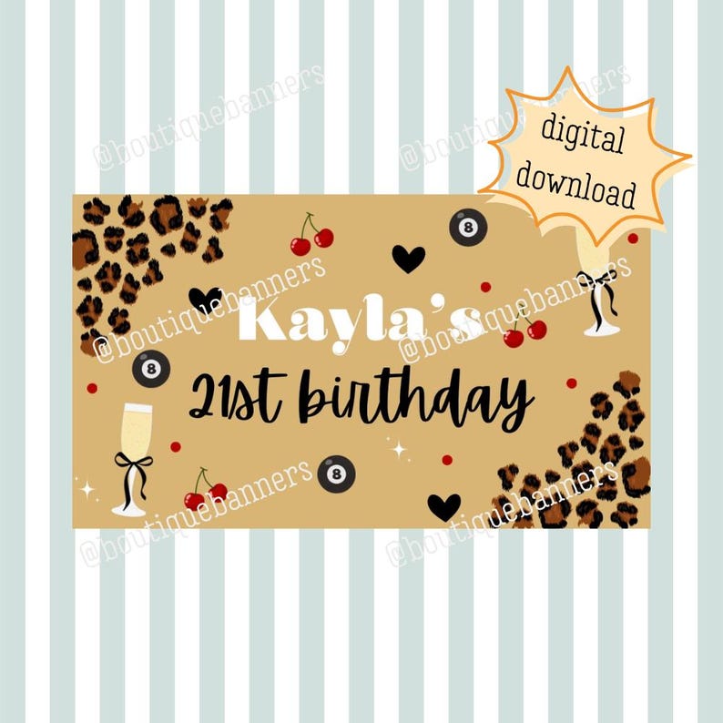 Leopard Print Birthday Banner Template | Editable 21st Birthday Canva ...