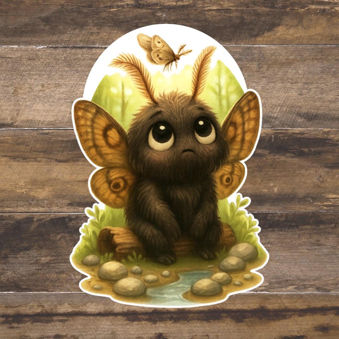 Baby Mothman on a Log Cute Cryptid Sticker - Etsy
