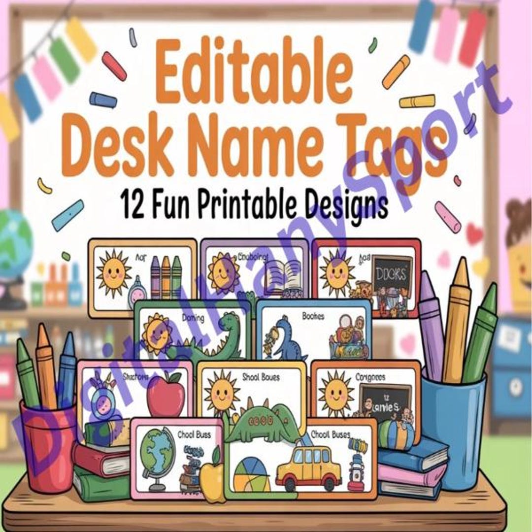 Editable Desk Name Tags for Kids – 12 Fun Printable Designs – Back to ...