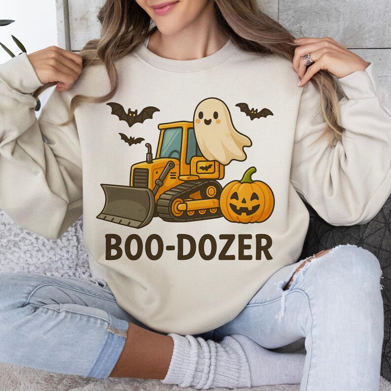 Boo Dozer PNG: Ghost Bulldozer Halloween Design (digital Download - Etsy