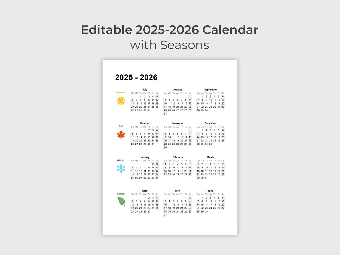 2025-2026 School Year Calendar: Simple Printable Template (letter/a4 ...