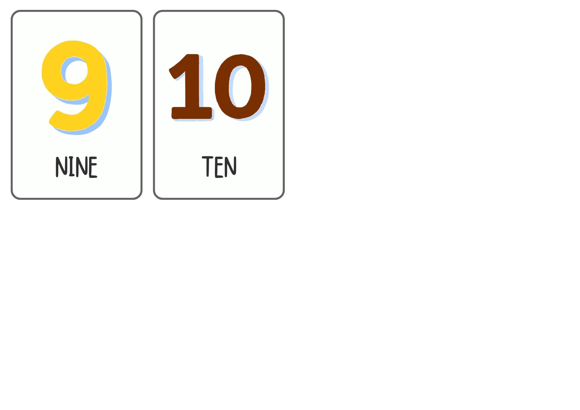 White Colourful Numbers 1-10 Flashcards - Etsy