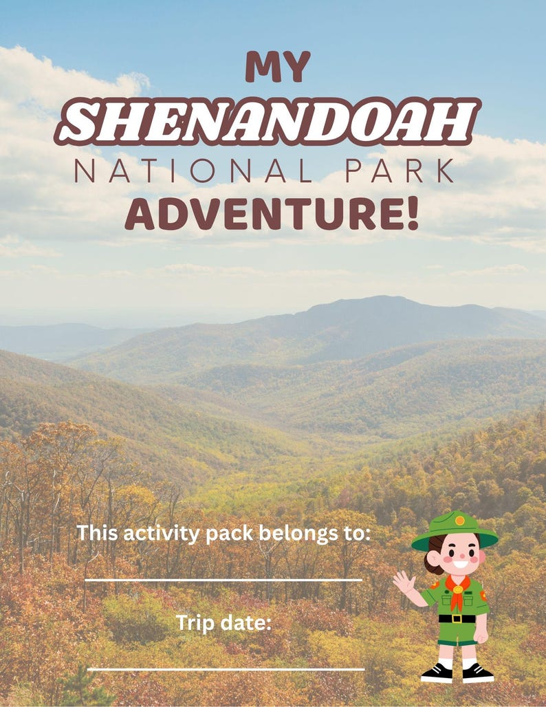 Shenandoah National Park Activity Pack: Kids Printable Games, Coloring ...