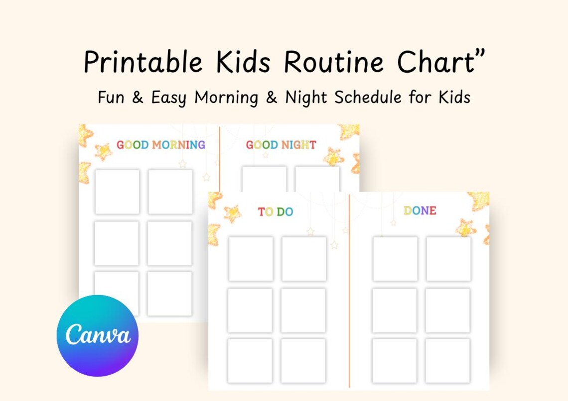 Kids Daily Routine Chart | Visual Morning & Night Schedule (printable ...