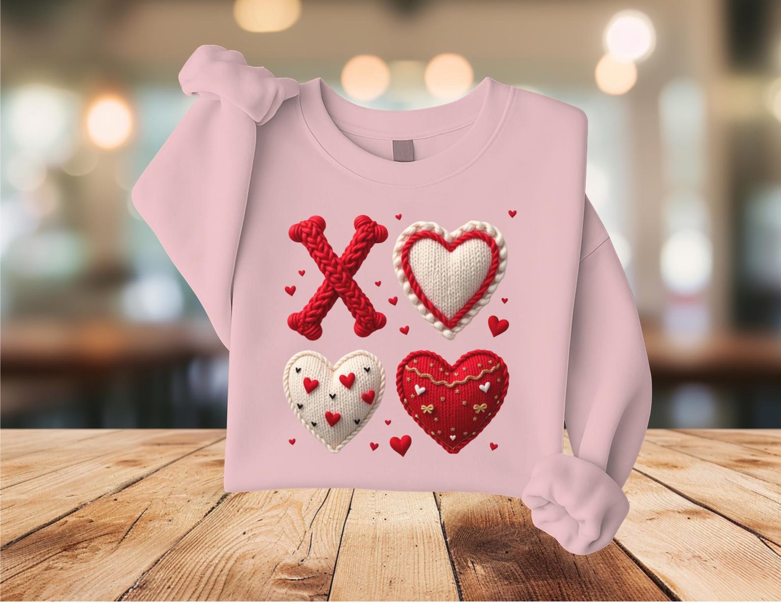 Chunky XOXO Valentine Heart Digital PNG Cozy Yarn Texture Sublimation ...