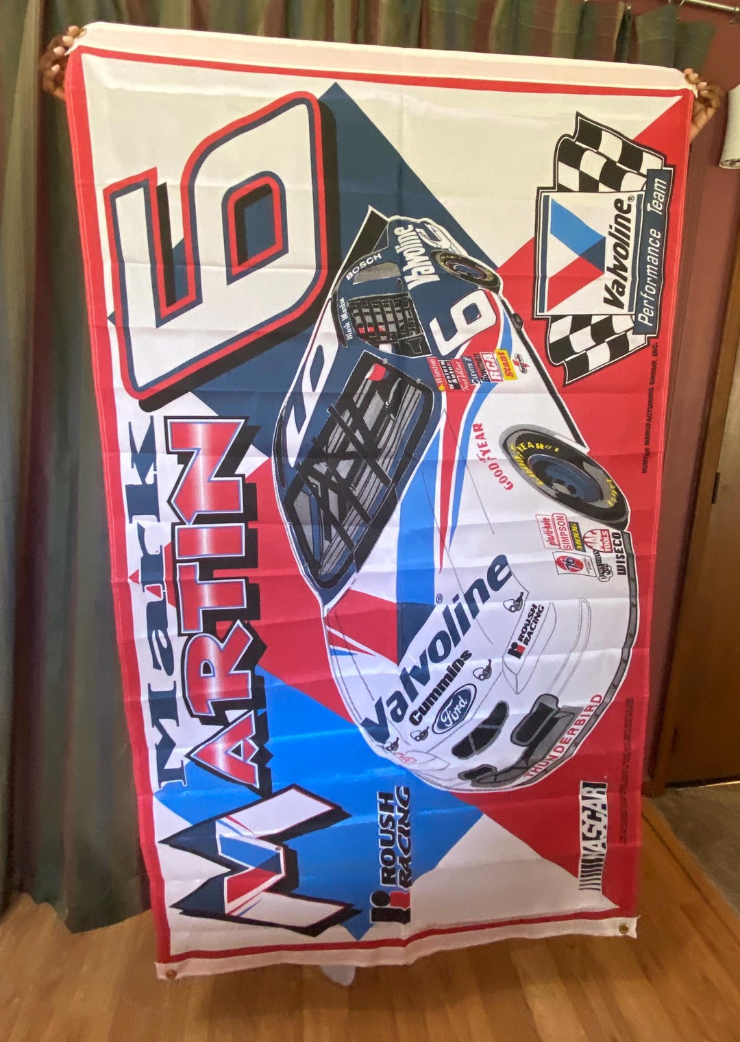 Vintage NASCAR Banner – Mark Martin #6 Valvoline Flag – 58x34 Racing ...