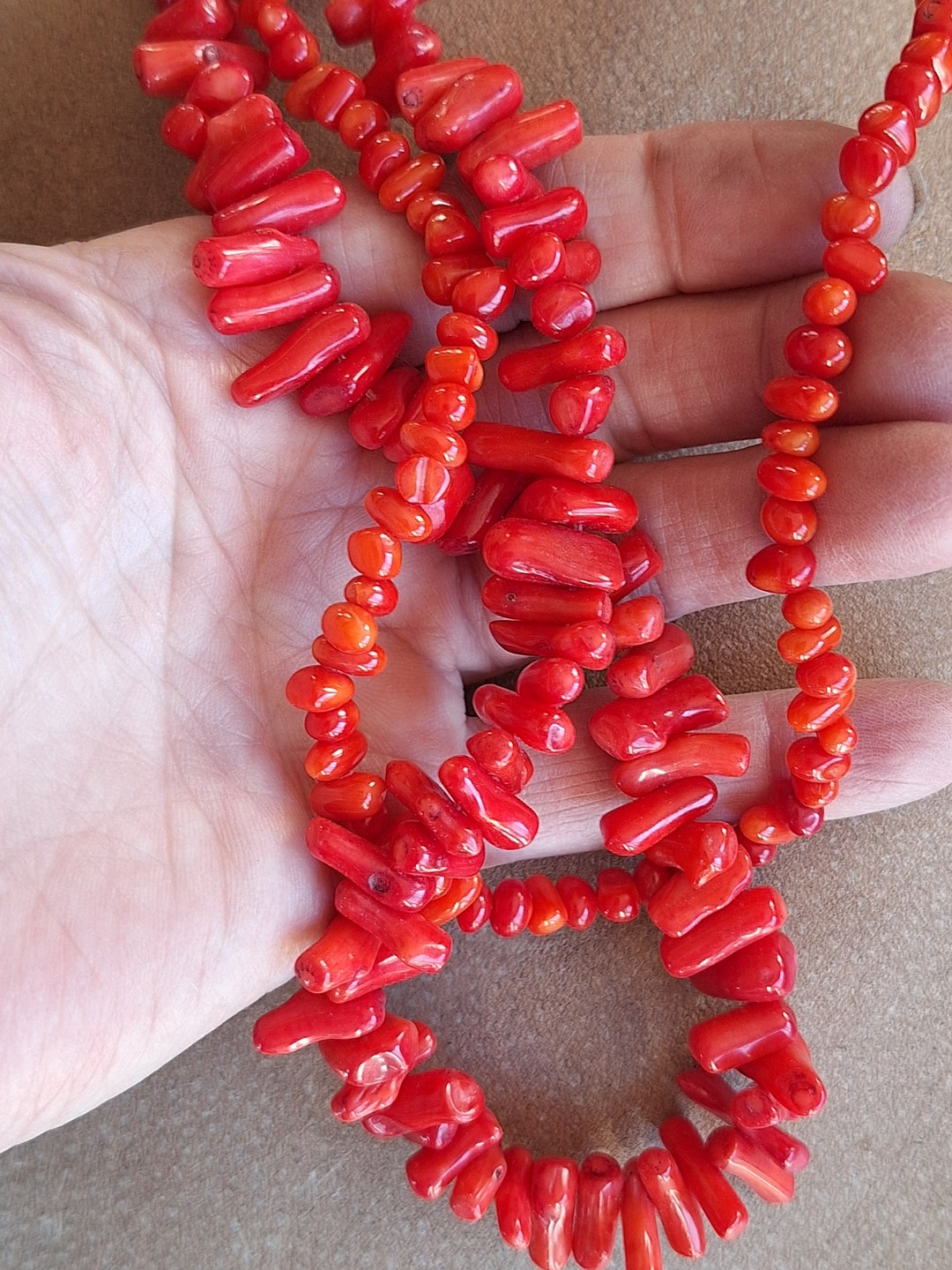 Two Full Strands of Coral Beads - Etsy