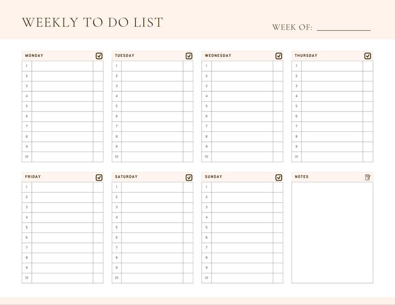 Weekly to Do List Printable | Minimal Planner PDF, Digital Download ...