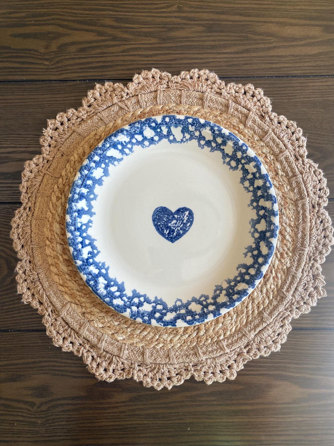 Folkcraft Hearts Tienshan Speckled Sponge Dinner Plates, Set of 4 - Etsy