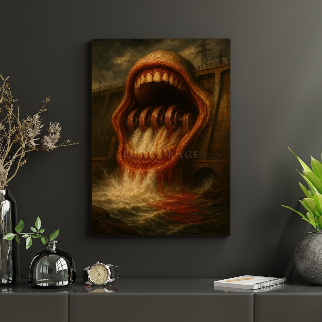 The Maw Dam – Flesh, Blood & Oil Horror Art | Biomechanical Gothic Wall ...