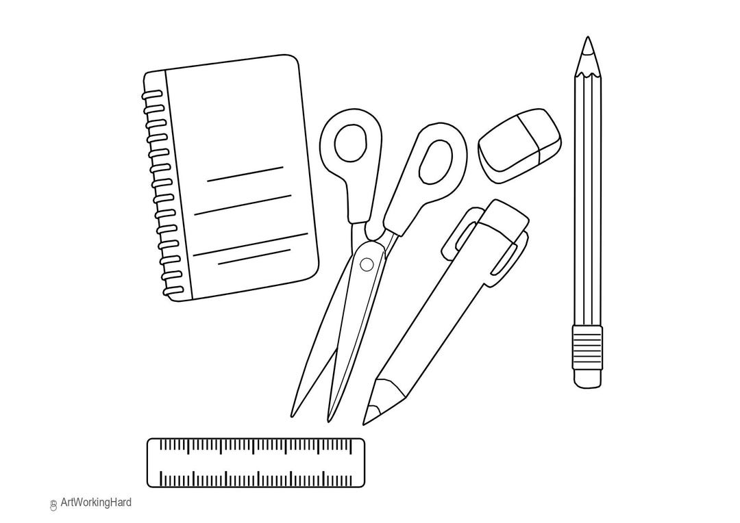 15 Classroom Coloring Pages, Preschool Coloring Pages,school Supplies ...