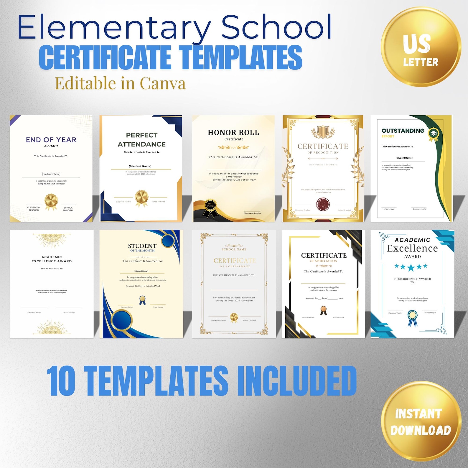 Elementary School Certificate Templates Canva, Student Award ...