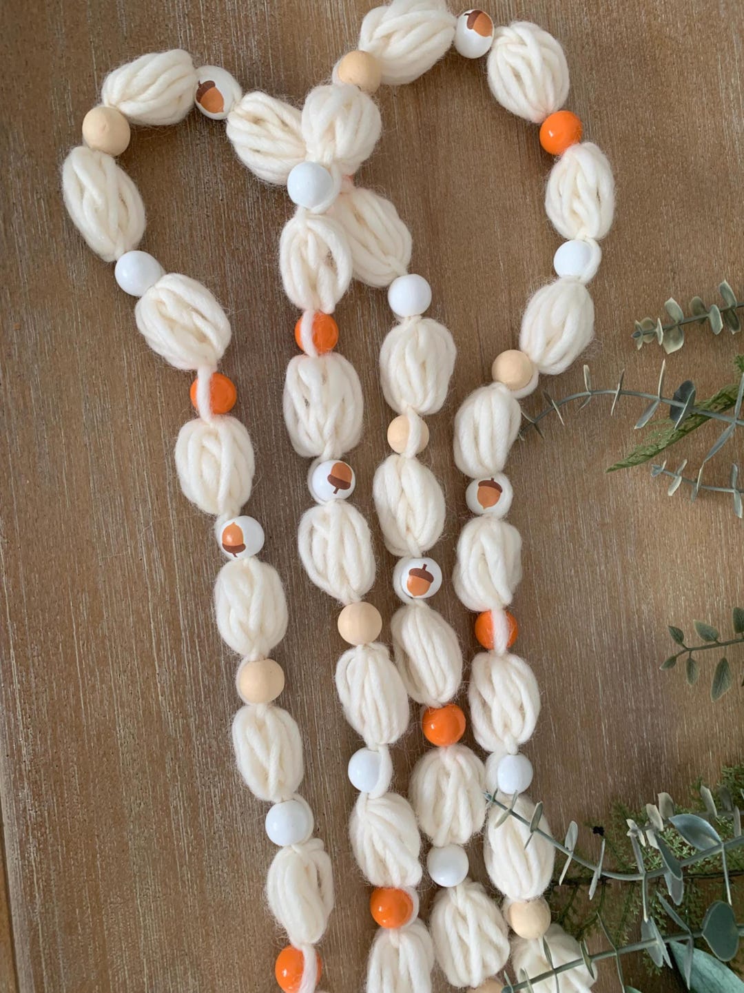 Acorn Crochet Garland, Italian Virgin Wool, Fall Decor, 6/10/15 Ft Long ...