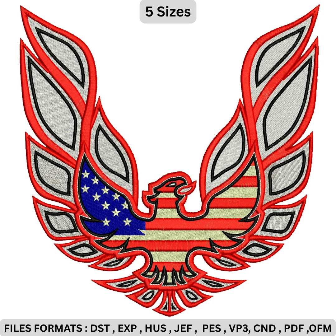 Patriotic Pontiac Trans Am Eagle Embroidery Design, American Flag ...
