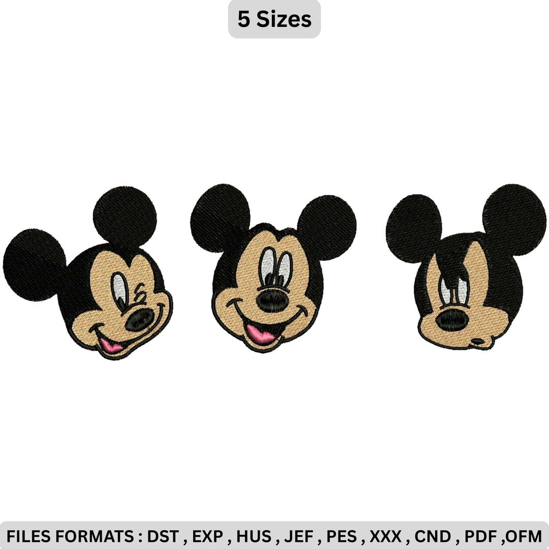 Iconic Mouse Expressions Embroidery Design, Triple Mood Personality ...