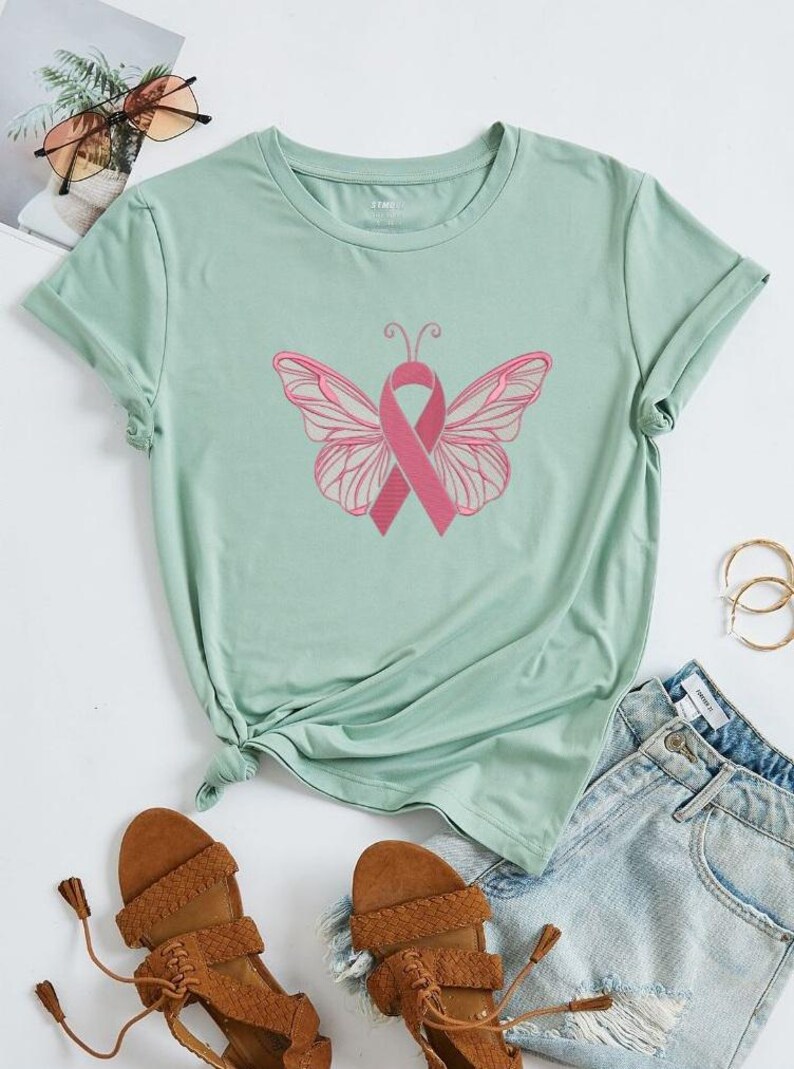 Pink Awareness Ribbon Butterfly Embroidery Design, Breast Cancer ...