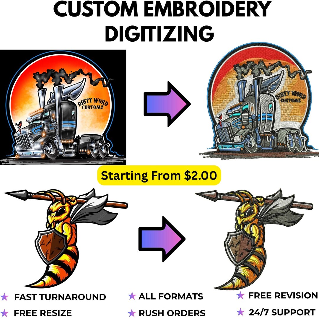 Custom Embroidery Design, Custom Logo Digitizing, Personalized Logo ...