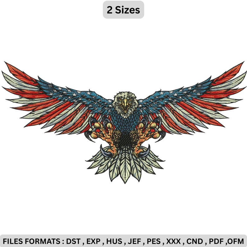 American Eagle Embroidery Design, Patriotic Bald Eagle Machine ...
