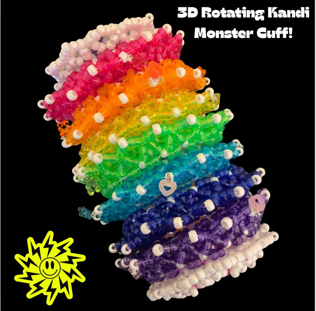 Rainbow 3D Rotating Kandi Monster Cuff! - Etsy
