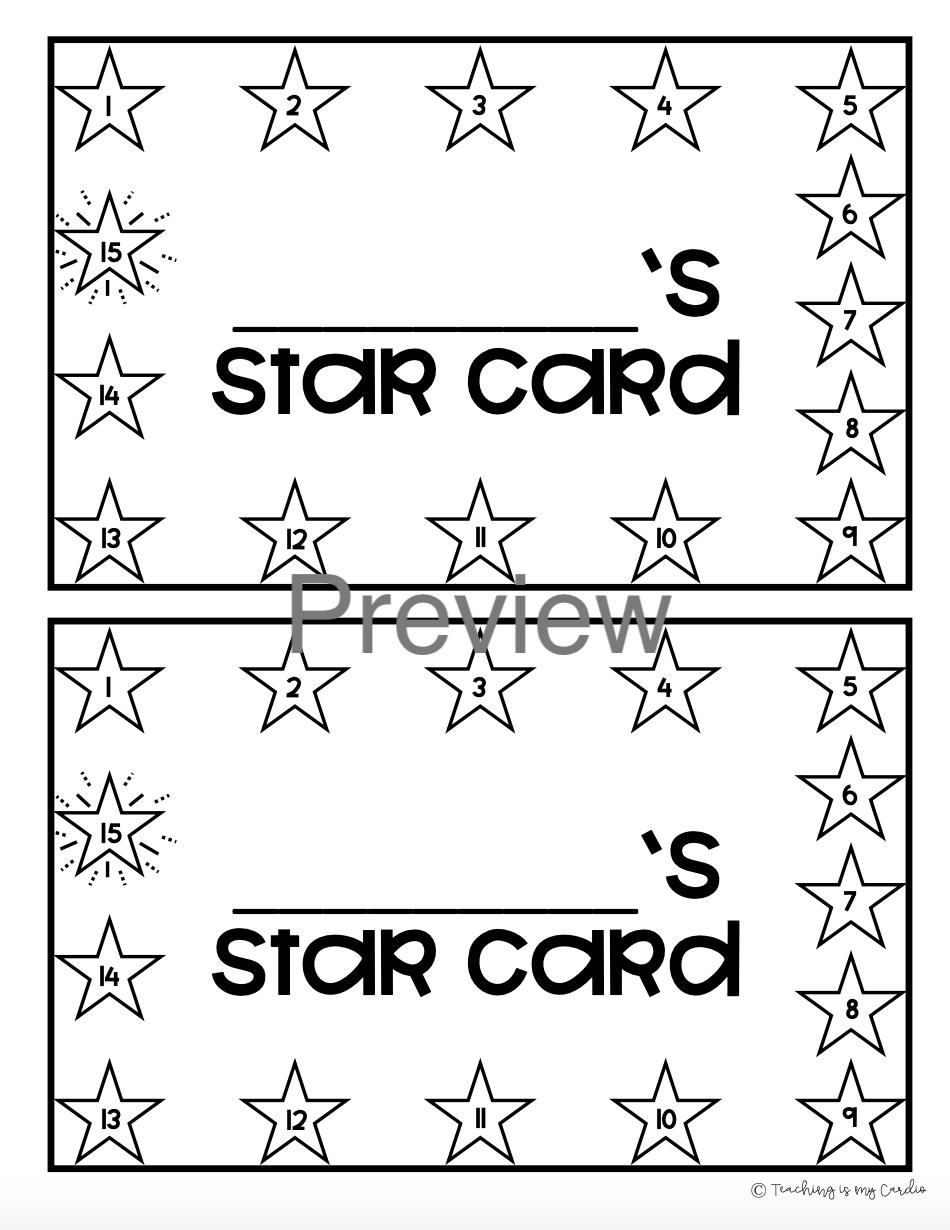 Star Punch Cards for Students- Printable Reward System for Behavior or ...