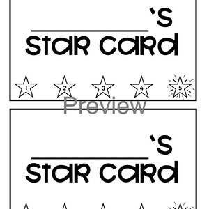 Star Punch Cards for Students- Printable Reward System for Behavior or ...