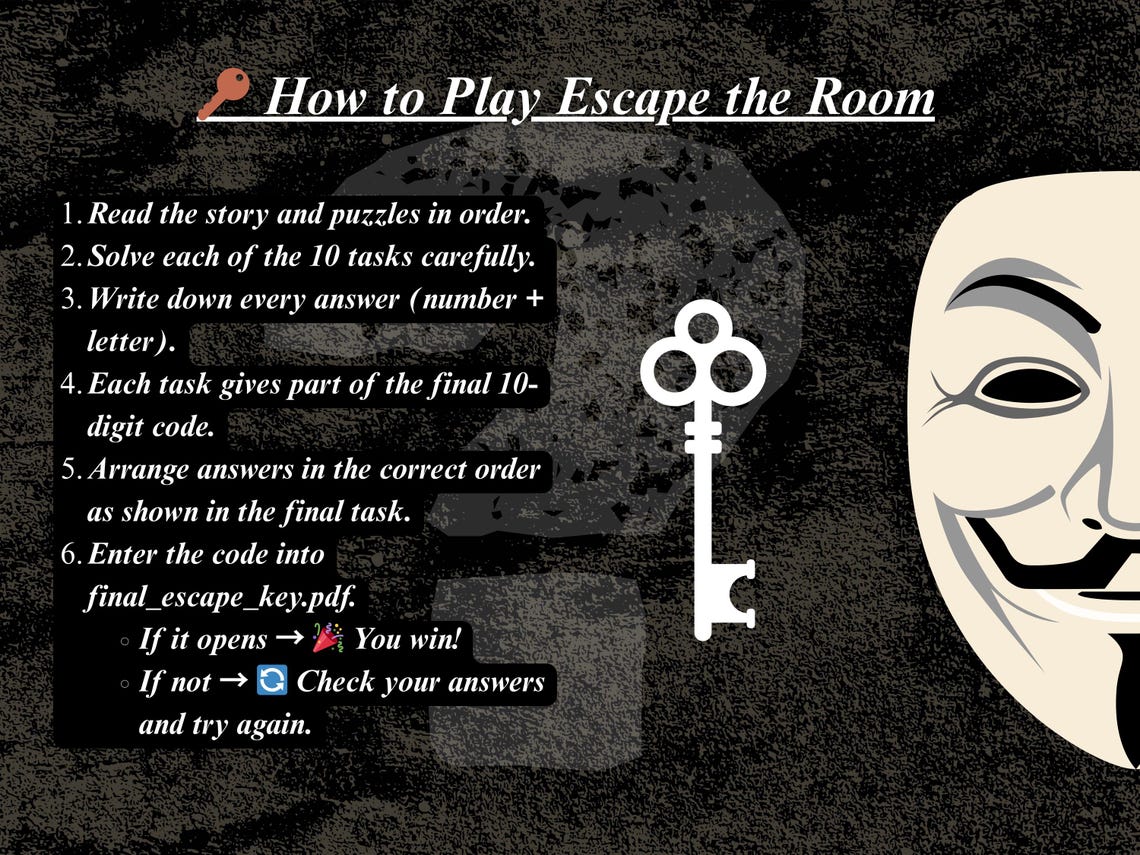 Printable Mystery Escape Room Game: DIY Puzzle Adventure (digital ...