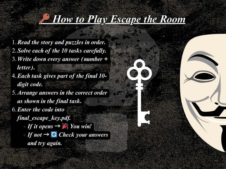 Printable Mystery Escape Room Game: DIY Puzzle Adventure (digital ...